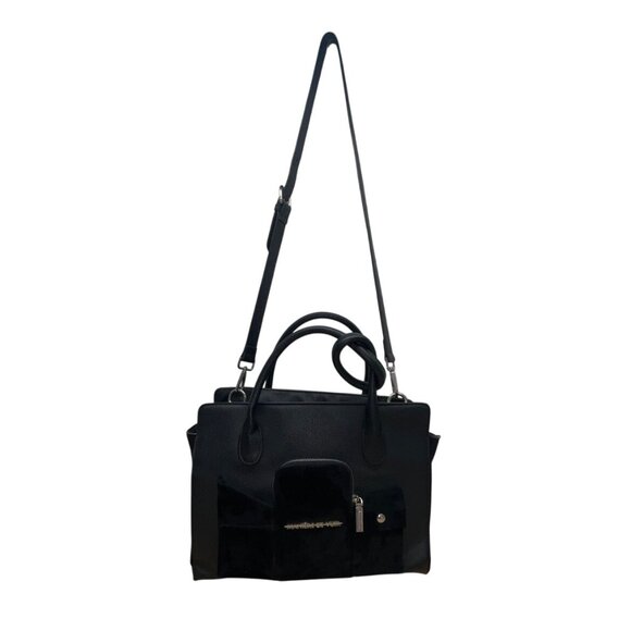 Maniere De Voir | Bags | Maniere De Voir Black Faux Leather Looped ...